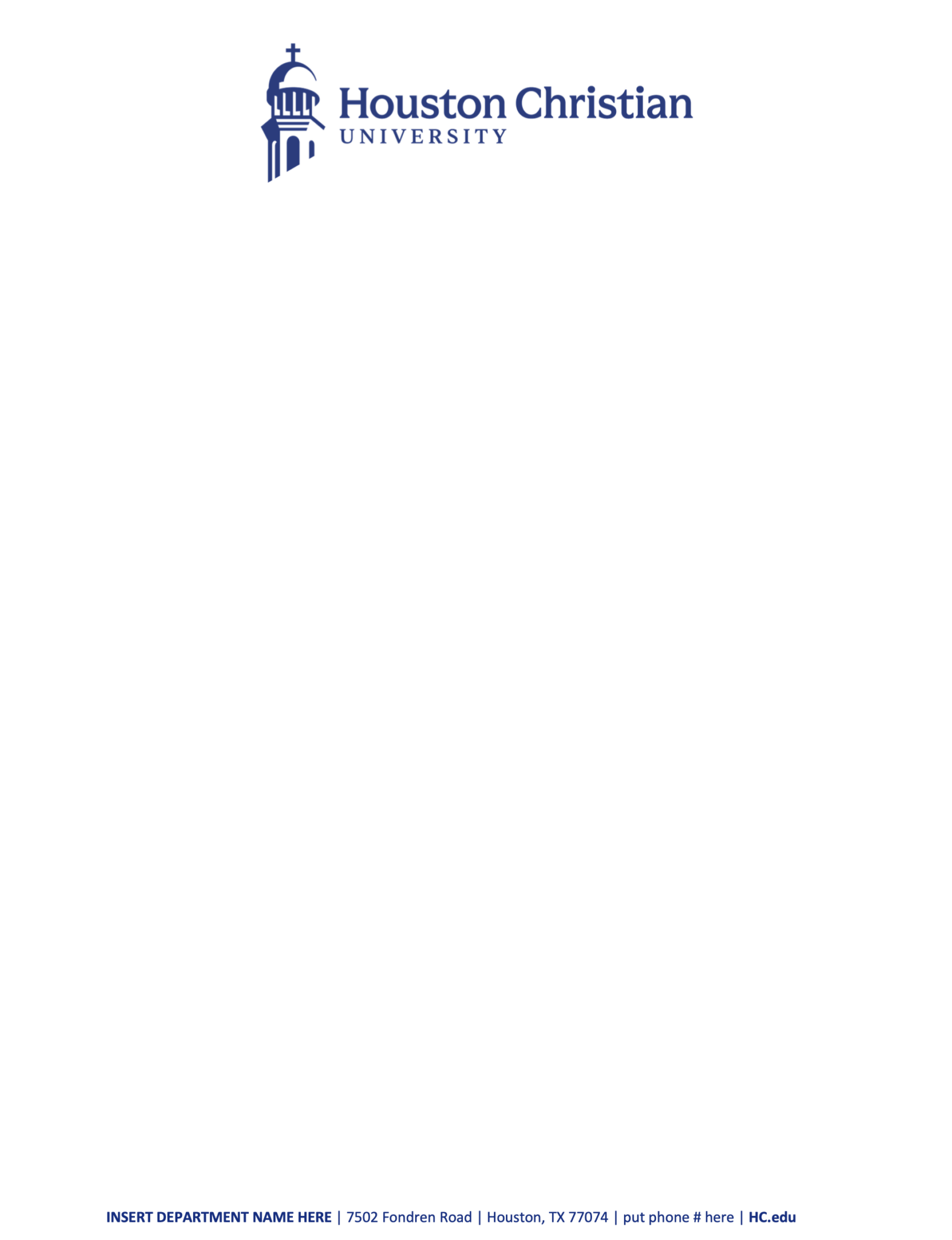 Letterhead | Houston Christian University