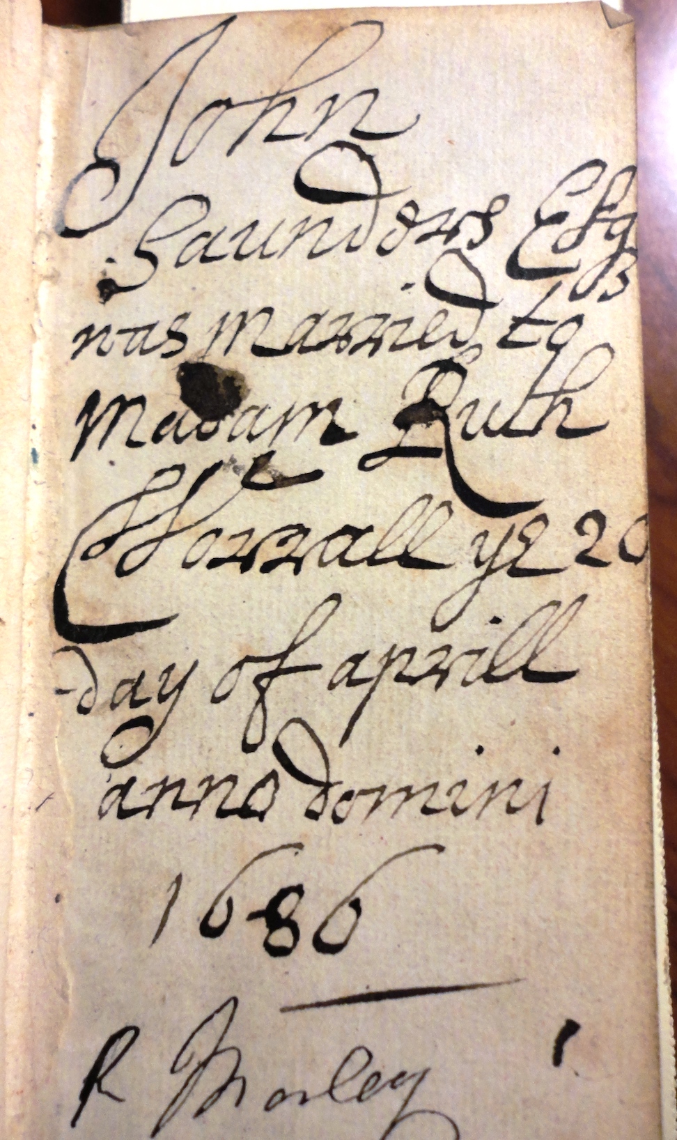 Saunders, John and Ruth Worrall (m. 1686) | Houston Christian University