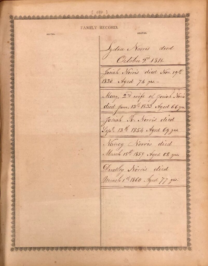 Norris, Josiah (1781-1830) and (1) Lydia Chase (1755-1814) and (2) Mary Tilton (d. 1830) | Museums